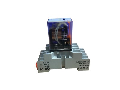 SQUARE D RELAY 8501RS14V20 SERIES D WITH 8501NR45 SERIES B RELAY SOCKET ...