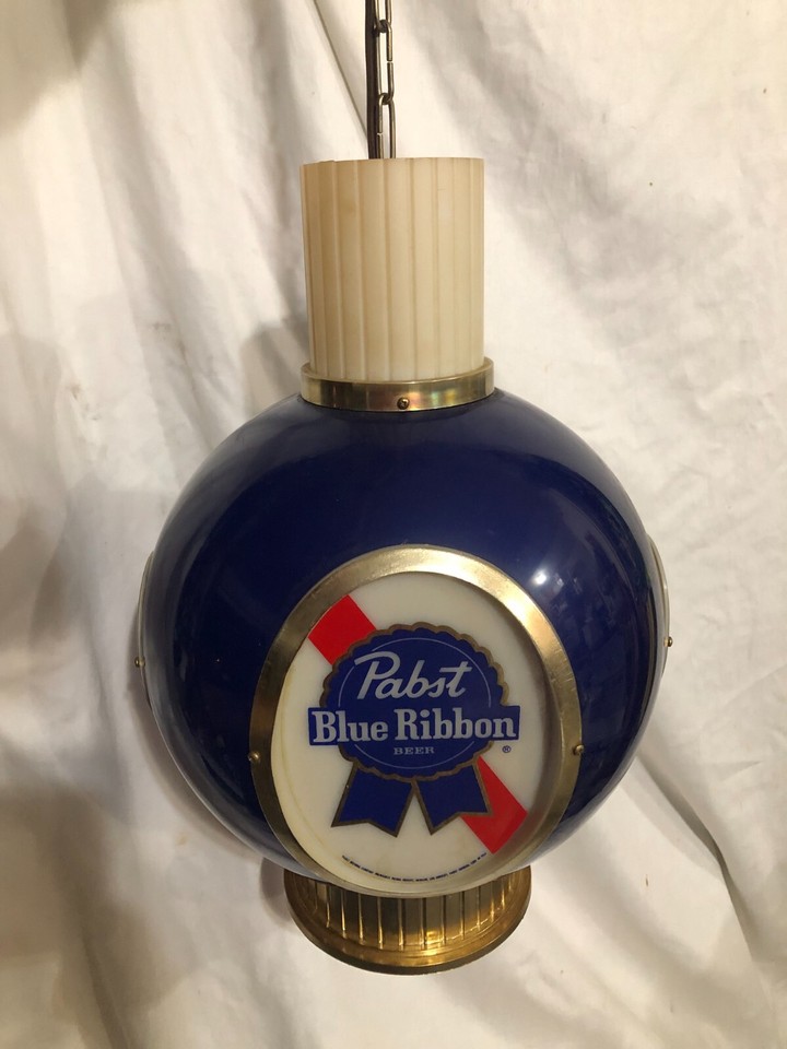 Vintage Pabst Blue Ribbon Hanging Light See Video! - Bar Pub Sign Lamp ...