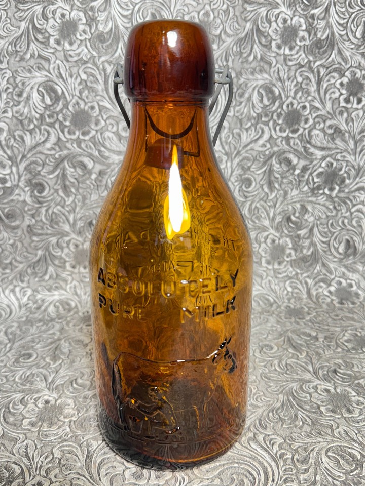 Vintage 1965 Amber Milk Bottle Thatchers Dairy Patent 1884 1 Quart ...