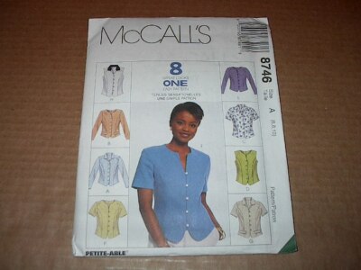 McCall's Pattern 8746 Misses' Semi-Fitted Tops in Eight Great Styles 6 ...