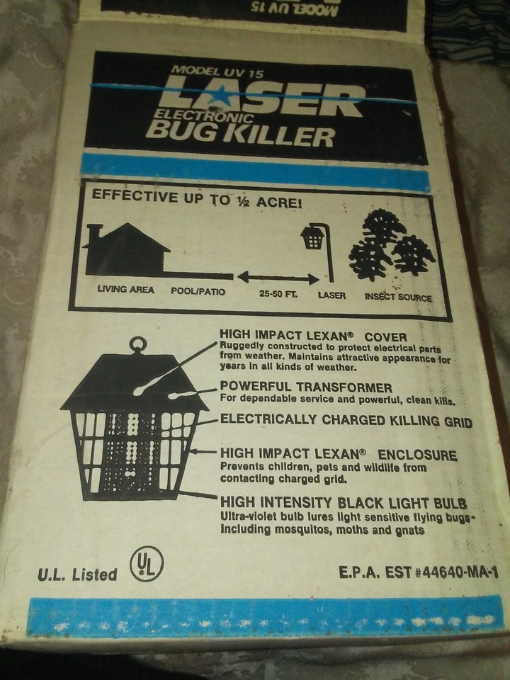 Model UV 15 Stinger Electronic Bug Killer Bug Zapper Laser USA Read ...