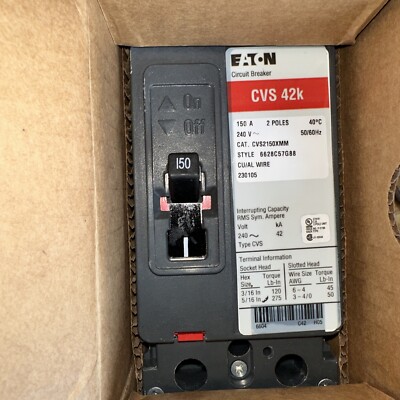 EATON CV2150XMM 2 POLE 150 AMP CIRCUIT BREAKER NEW IN BOX | eBay