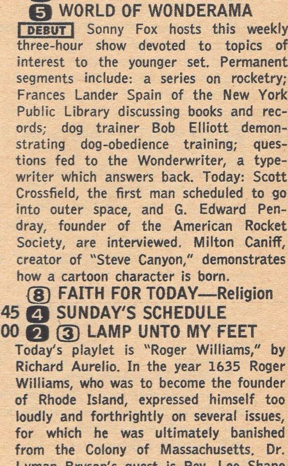 1959 WNEW TV AD/SONNY FOX hosts WORLD OF WONDERAMA/NEW YORK CHILDREN'S ...