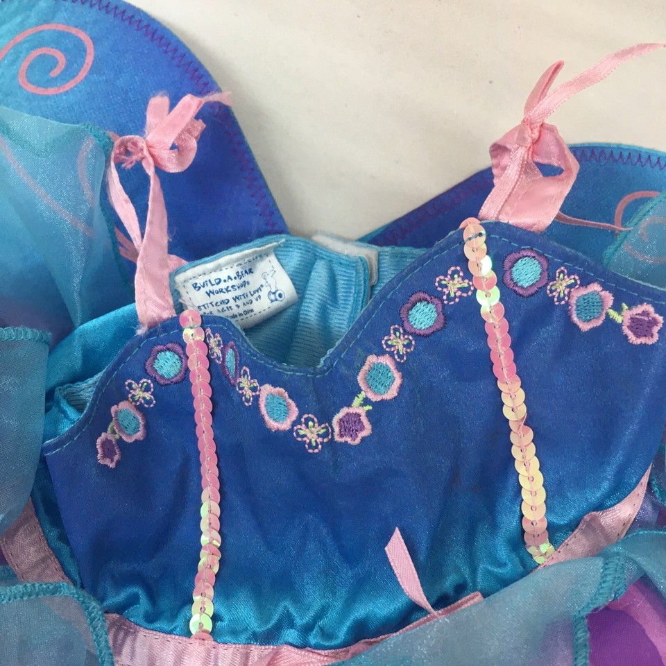 Build A Bear Butterfly Princess Fairy Dress with Wings. Pink, Purple ...