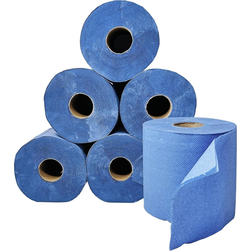 6x Blue Paper Rolls 100m - 2 Ply Embossed Centre Feed - Hand Towel ...