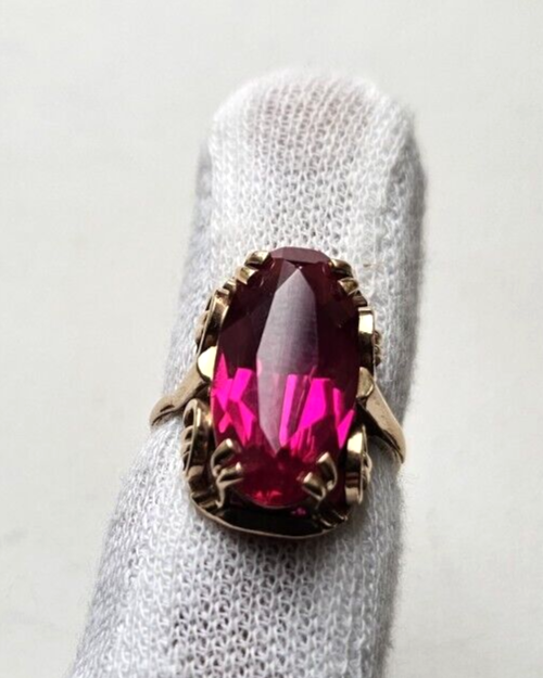 USSR Vintage Original Rose Gold Ring with Ruby 583 14K 1970s | eBay