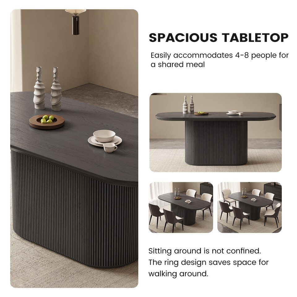 70" Oval Dining Table with 6 Chairs Set 5 Pieces Dining Room Tables Set ...