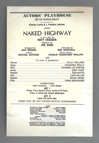 Joe Gage "NAKED HIGHWAY" Cully Holland / Matt Creeger's Gay Play 1982 ...
