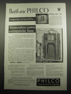 1933 Philco Model 54C and 16X Radios Advertisement - Both are Philco | eBay