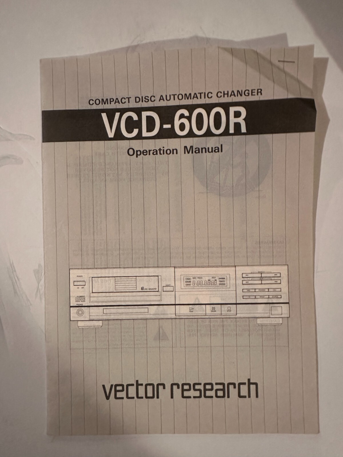 Vector Research VCD-600R Compact Disc Automatic Operation Instructions ...