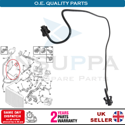 Expansion Tank Pipe For Citroen C4 Picasso Grand Picasso DS4 DS5 1.4 1. ...