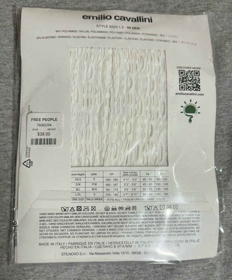 Emilio Cavallini White Geometric Fishnet Tights 50 DEN STYLE 9223.1.2 S ...