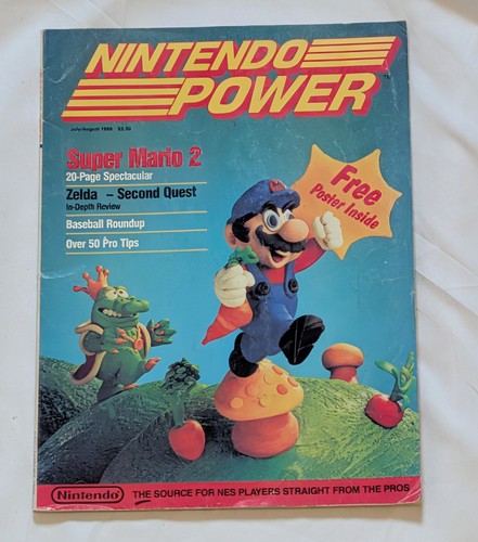 First Nintendo Power Magazine Issue #1 Super Mario 2 Poster Insert NES ...