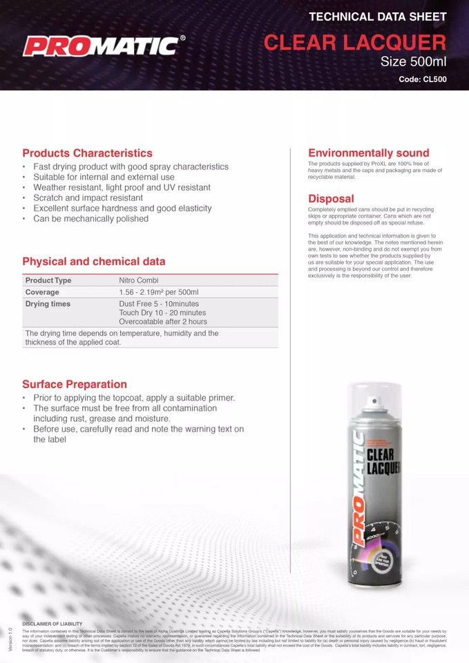 Clear Lacquer Spray Aerosol High Gloss Finish 500ml Promatic Free ...