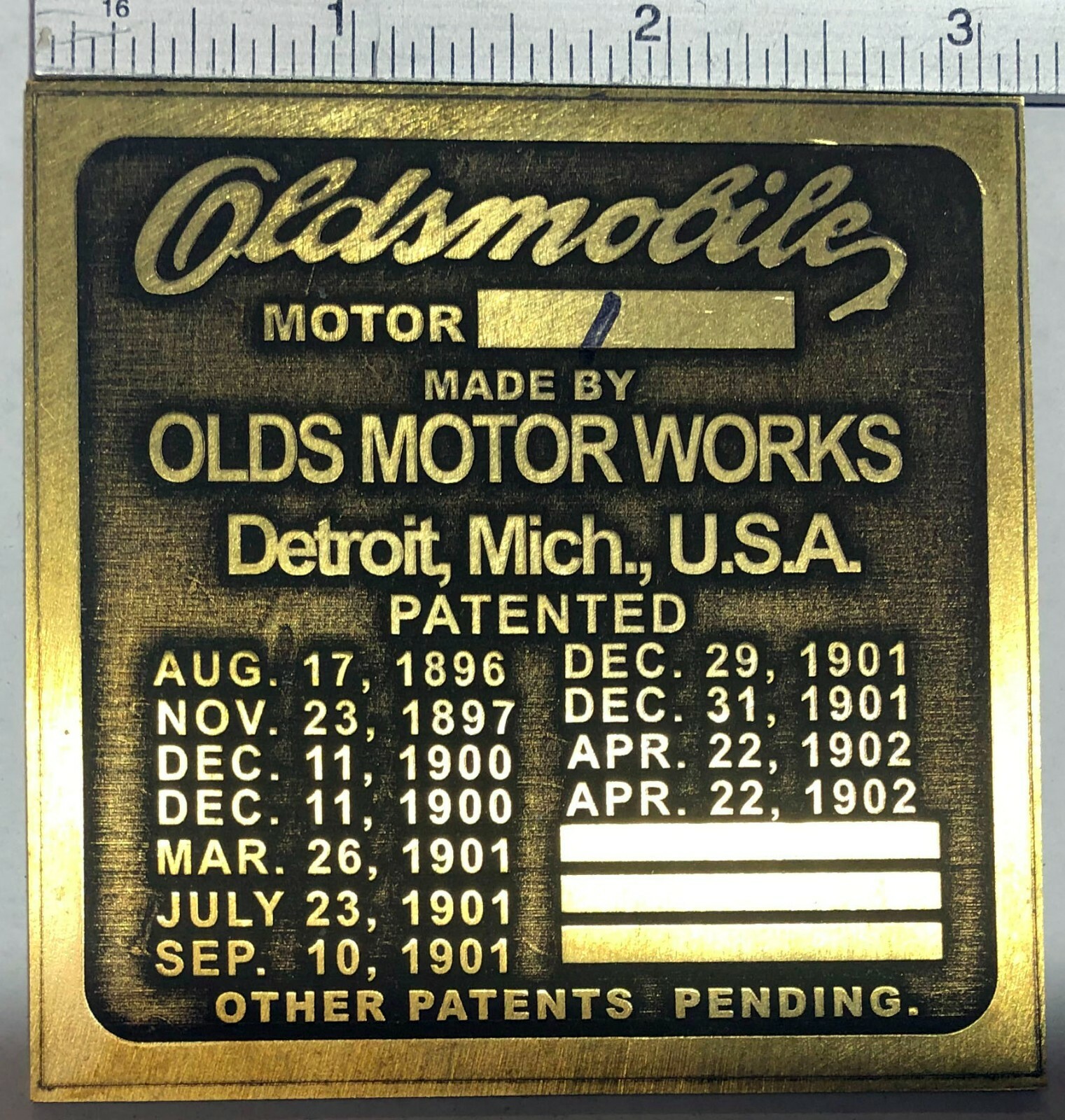 Cadillac Deeply Etched Serial No. Data Plate Vehicle Identification ...