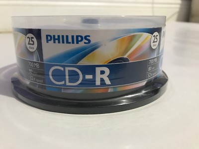 Philips Blank CD-R CDR Logo Branded 52X 700MB 80min Recordable Media 25 ...