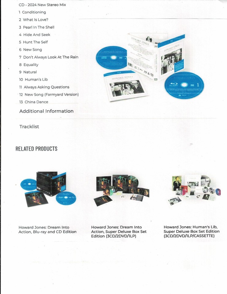 HOWARD JONES - HUMAN'S LIB (CD & BLUE-RAY) NEW *29 TRACKS*IN STOCK* | eBay