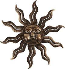 Metal Sun Wall Decor Flower Rustic Garden Art Indoor Outdoor Patio ...