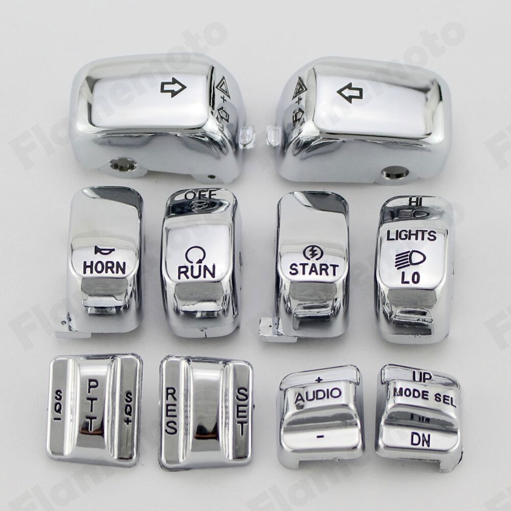 Chrome Hand Control Switch Buttons Caps For Harley Touring Electra Road ...