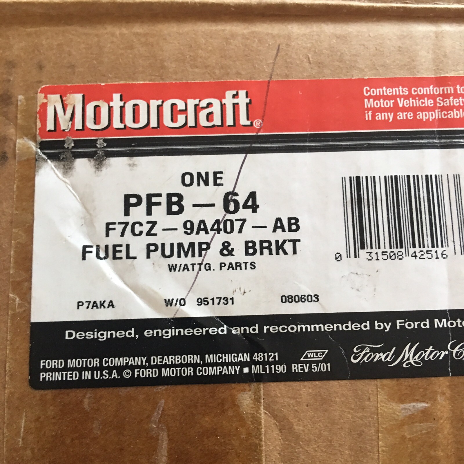 Ford Mototcraft Fuel Pump PFB 64 OEM F7CZ 9A407 AB | eBay