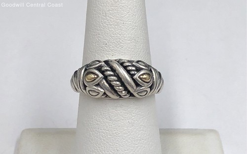 JAI Sterling Silver size 7 Ring W/ 14K Gold Accent | eBay