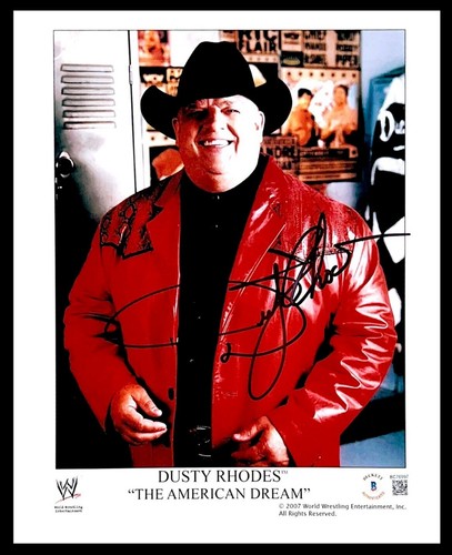 WWE DUSTY RHODES SIGNED 8X10 ORIGINAL GLOSSY PROMO PHOTO WITH BECKETT ...