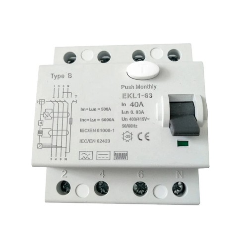 IEC 62423 30mA 40A RCD Type B RCCB Current Circuit Breaker EV Charging ...
