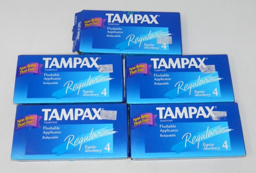 Lot of 5 Vintage 4 Packs Tampax Tampons - Regular 1995 w/Applicator New ...