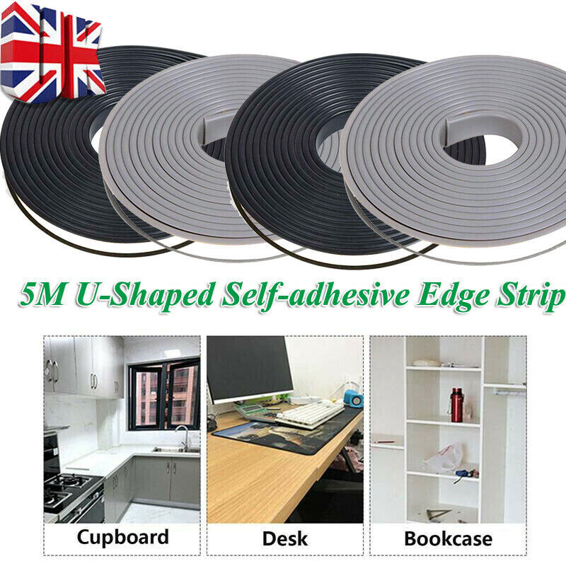 5M Self-adhesive Edge Tape Cabinet Protector Cover U-shape Seal Strips ...