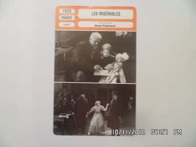 CARTE FICHE CINEMA 1925 LES MISERABLES Gabriel Gabrio Sandra Milovanoff ...