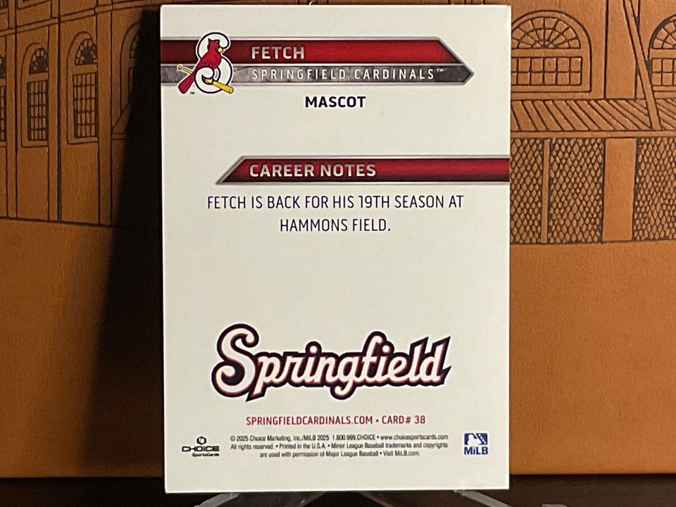 Fetch, Springfield Cardinals Mascot -2025 Unique MiLB Card (St. Louis ...