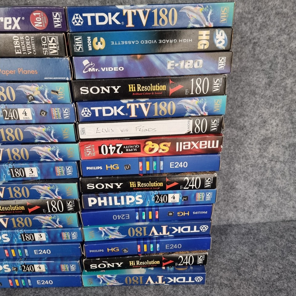 Job Lot of 45 x Used VHS Video Tapes Cassettes - variety brands 180 and ...