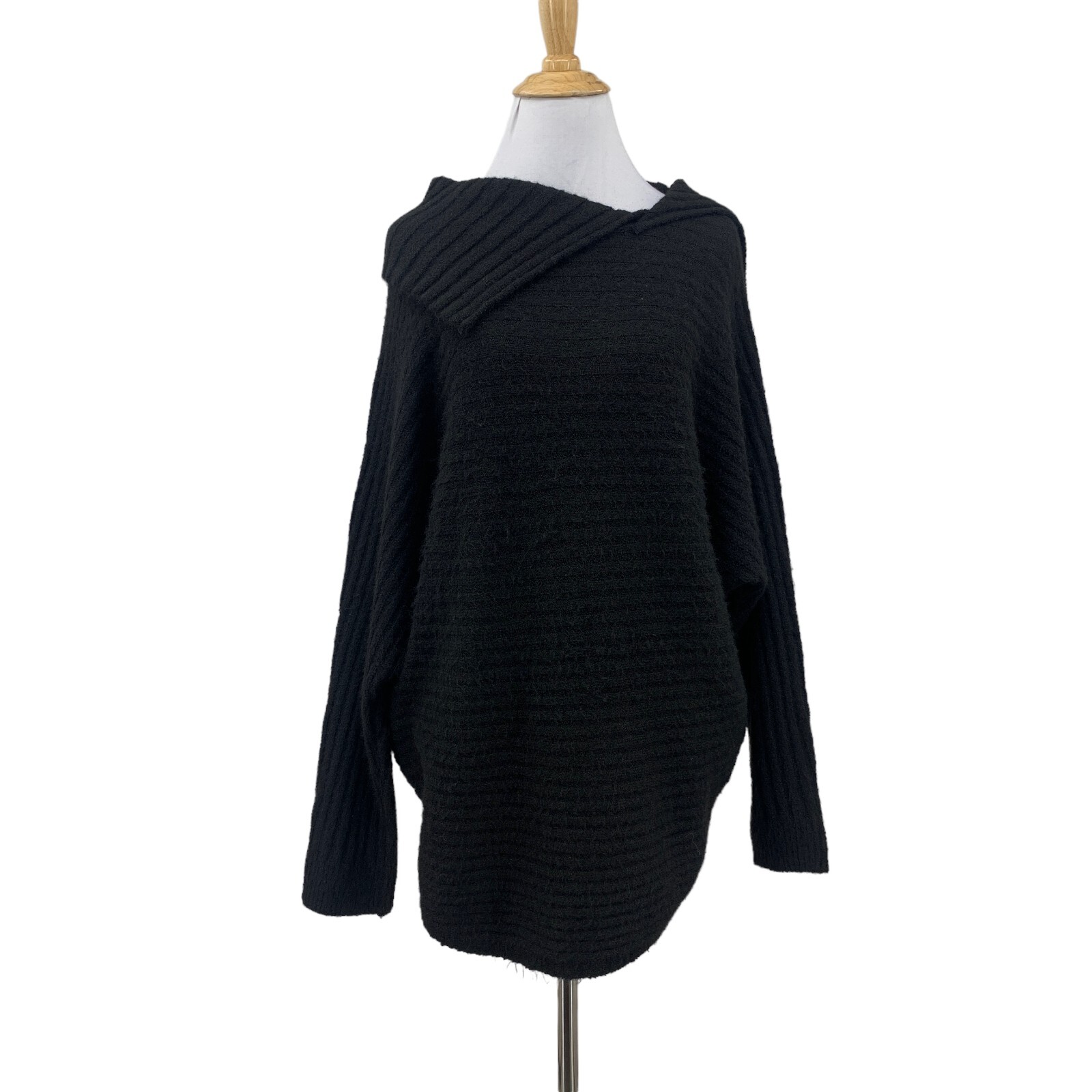 Max Studio Split Turtleneck Tunic Sweater Womens S Small Black Ribbed ...