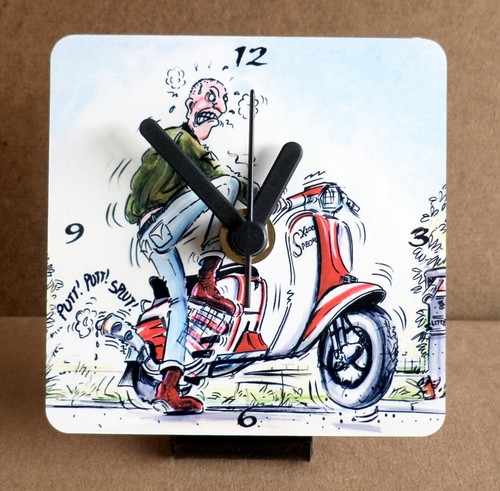 Scooter Desk Clock, Scooter Clock, Mod Skinhead Cartoon Desk Clock ...
