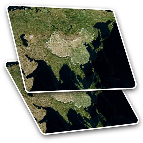 2 x Rectangle Stickers 10 cm - China Satellite Map Globe Chinese Travel ...