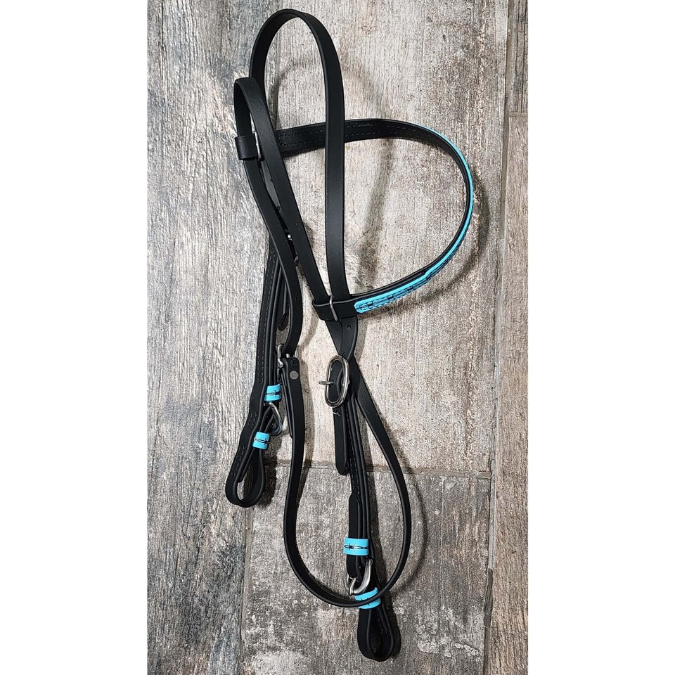 New western Black Beta Biothane Buckle Browband w/Baby blue overlay/Barbwire | eBay
