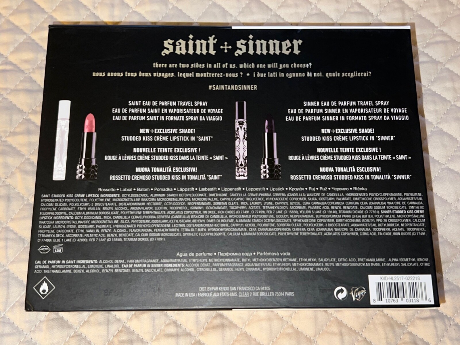 KAT VON D SAINT + SINNER PERFUME AND LIPSTICK COLLECTION COFFRET RARE ...