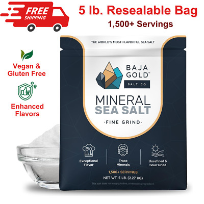Mineral Sea Salt - Pure & Authentic Fine Grind Salt, 5 lb. Bag, 1,500 ...