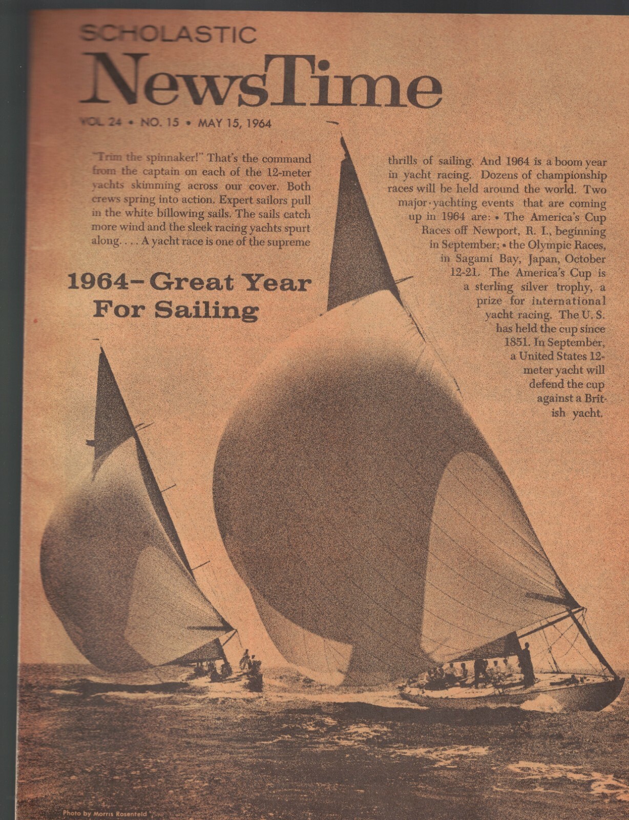 Scholastic NewsTime Magazine May 15 1964 America's Cup Maritime ...