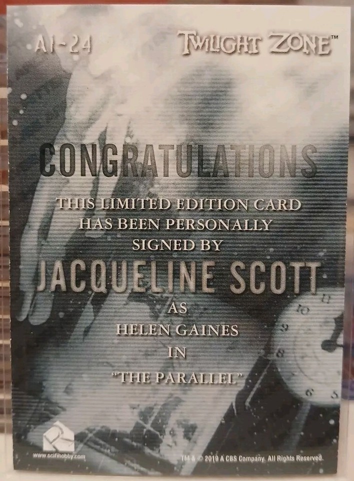 Twilight Zone Archives Jacqueline Scott Inscription Autograph AI-24 ...
