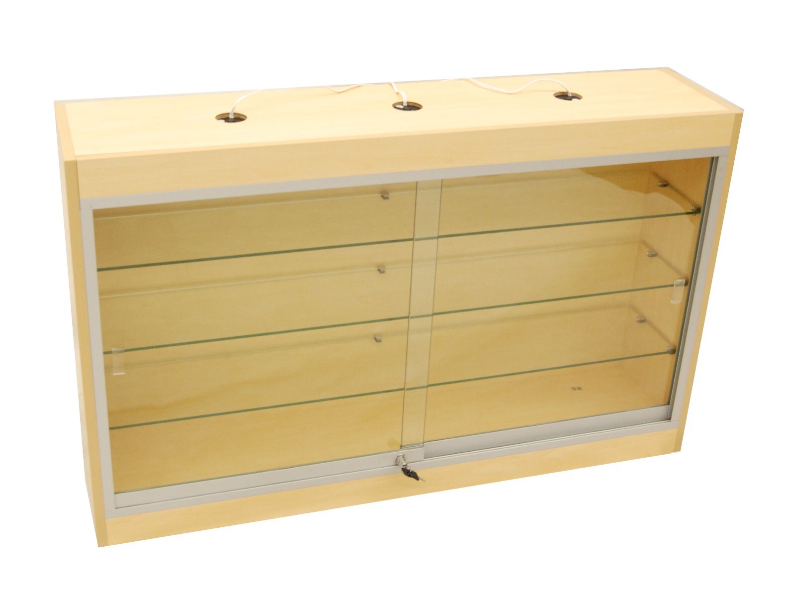 Maple Wood Wall Mounted 48 Inch Lockable Display Showcase with LED ...