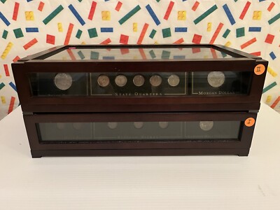 COLLECTIBLE COINS OF AMERICA w/HANDSOME GLASS/WOOD DISPLAY CASE ...