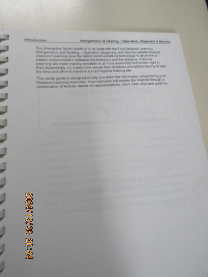FORD FCSD TECHNICAL TRAINING STUDT GUIDE FOR REFRIGERATION AND HEATING ...
