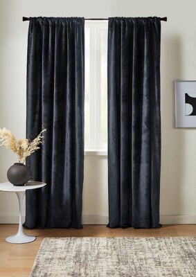 (2) Studio 3B Velvet Window Panels Rod Pocket Back Tab Curtain Panels ...