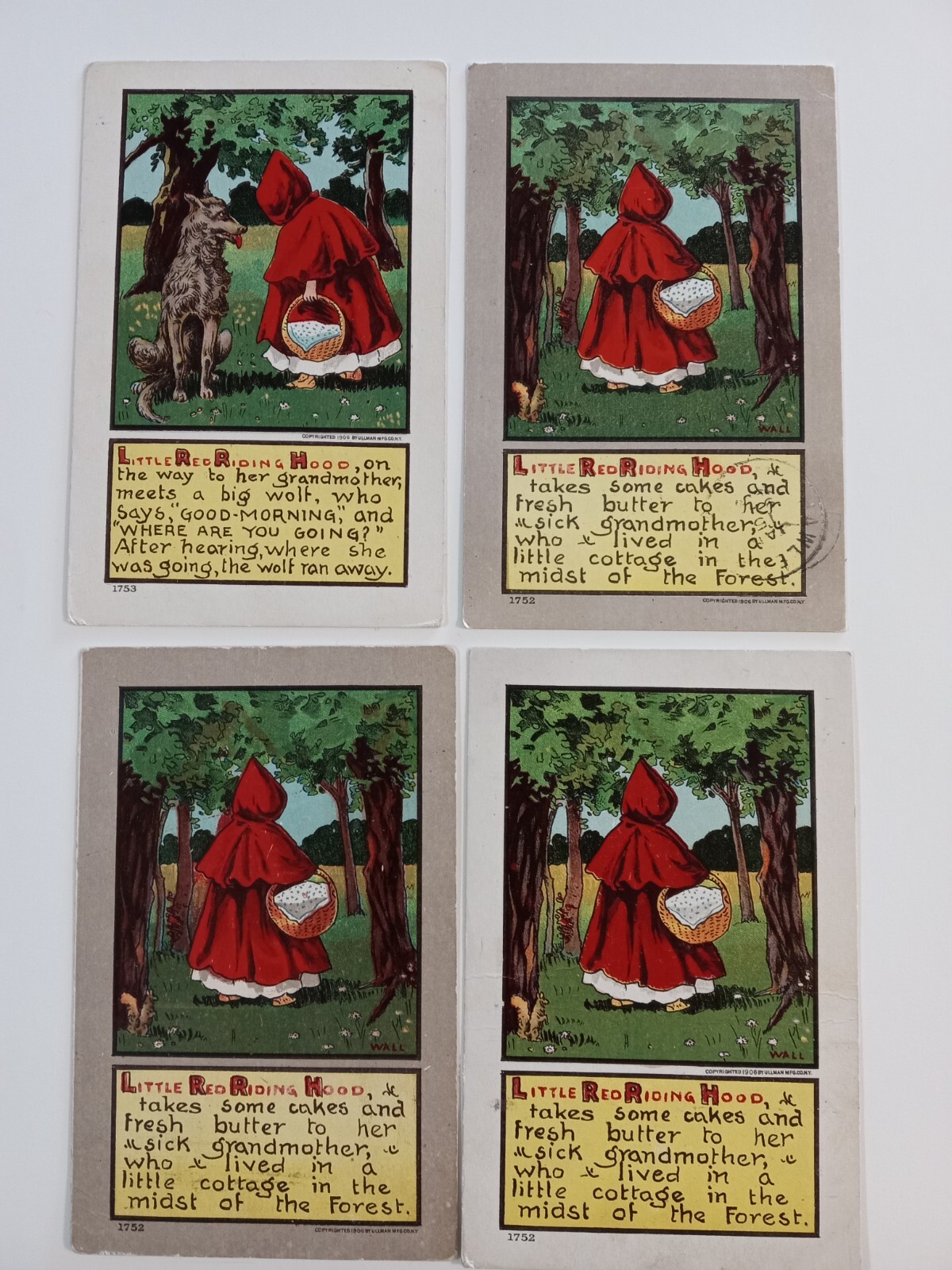 LITTLE RED RIDING HOOD POSTCARD BULK LOT OF 8 1906 ERA MIXED CONDITION ...