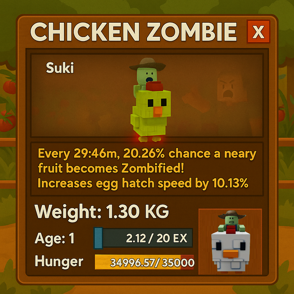 [Grow Your Garden] - Zombie Chicken Pet - [Mythical Chicken Jockey🐔] | eBay