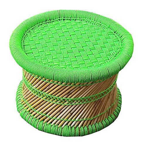 KSM Eco-Friendly Handmade Cane Bar Bamboo Green Foot Stool for Outdoor ...