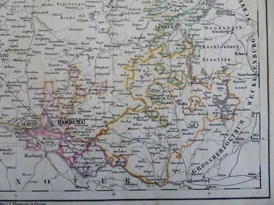 Holstein German Confederation Hamburg Lubeck Elbe 1852 Flemming ...