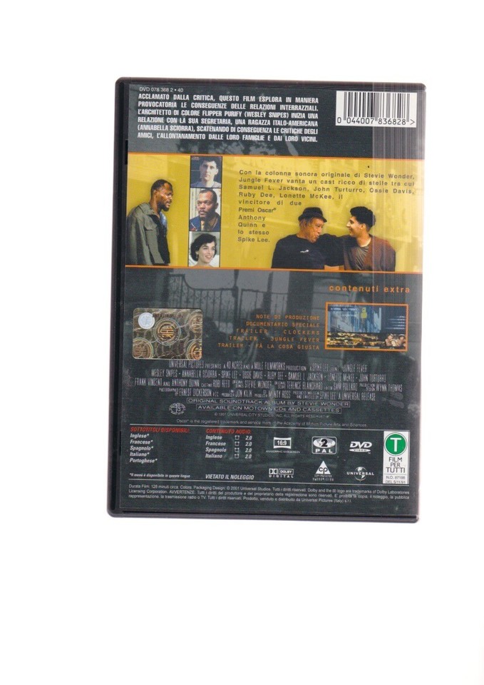 JUNGLE FEVER Wesley Sipes Spike Lee Annabella Sciorra Anthony Quinn DVD ...