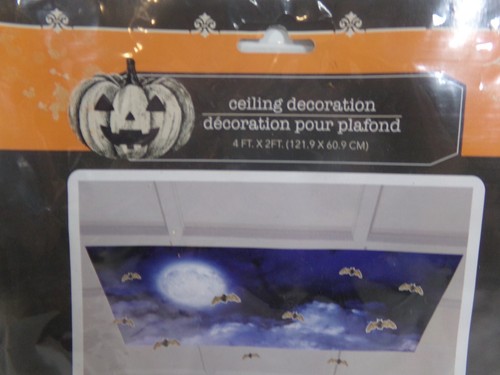 4Ft. x 2Ft. Creepy Halloween Ceiling Decoration w/ hanging bats Blue ...